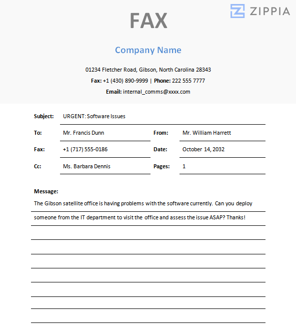 Fax Cover Sheet Template Word Zippia