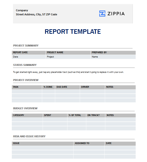 Project Report Template Samples Word